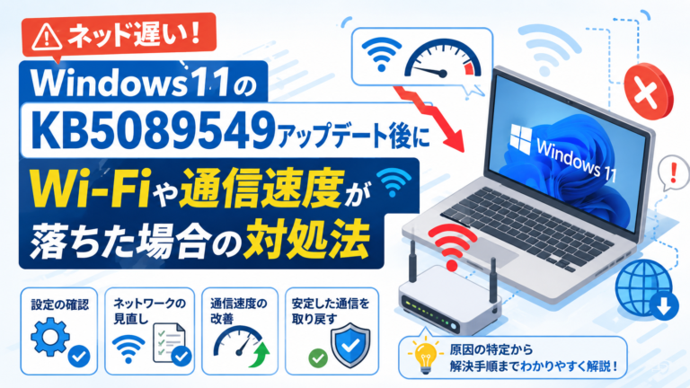 【ネット遅い！】Windows11のKB5089549アップデート後にWi-Fiや通信速度が落ちた場合の対処法 - パソコンサポートガイド