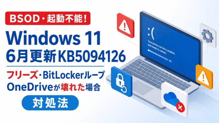【BSOD・起動不能！】Windows 11の6月更新KB5094126でフリーズ・BitLockerループ・OneDriveが壊れた場合の ...